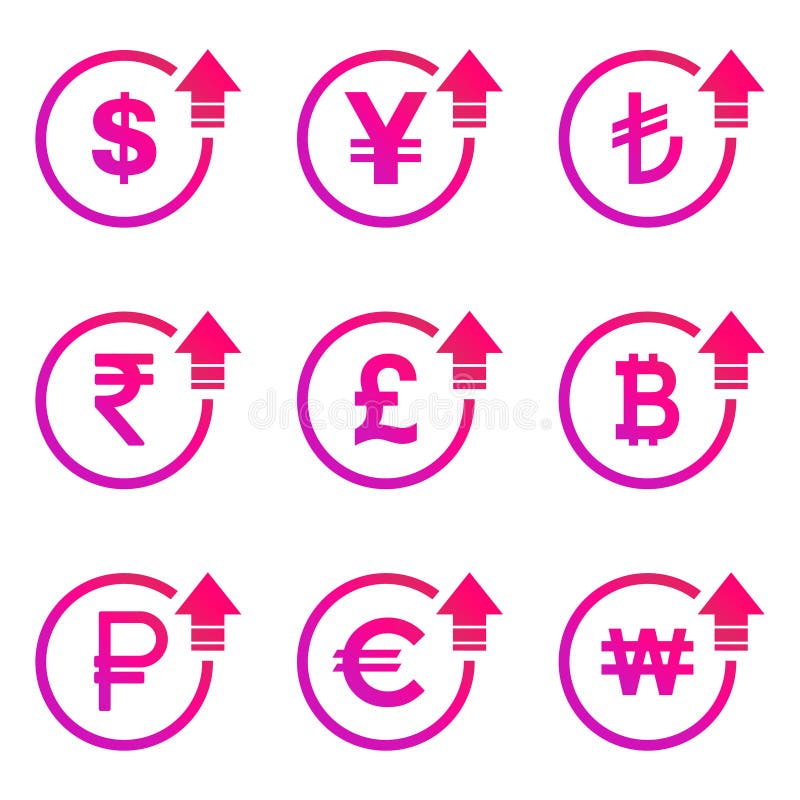 Cost Symbol Dollar Euro Increase Icon. Income Vector Symbol Image ...
