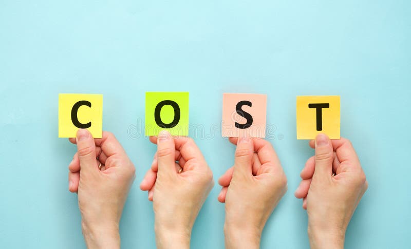 Cost Text on Colorful Sticky Notes in Hands Stock Photo - Image of ...