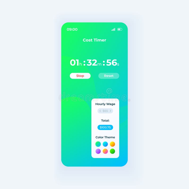 Cost Timer App Smartphone Interface Vector Template Stock Vector - Illustration of mobile, flat ...