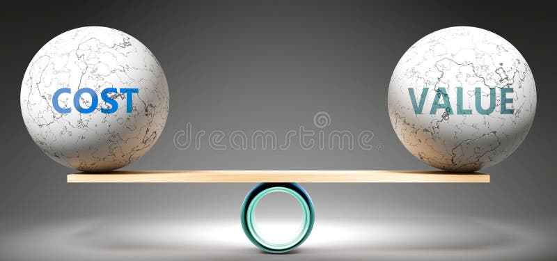 Cost and value in balance stock illustration. Illustration of billion ...