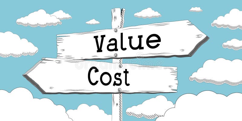 Cost and Value - Outline Signpost with Two Arrows Stock Illustration ...