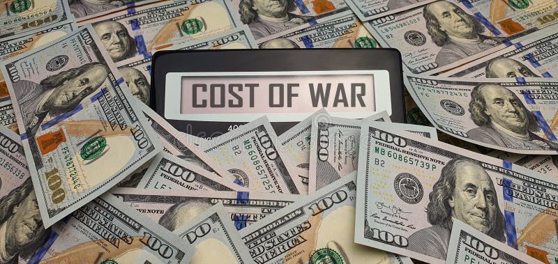 The Cost of War. a Calculator Surrounded by 100 US Dollar Bills Stock ...