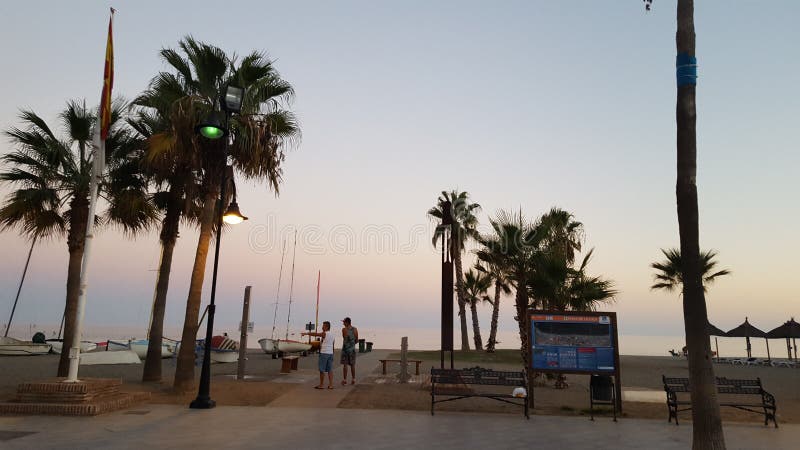 Costa del Sol beach scene editorial photo. Image of palms - 78338361