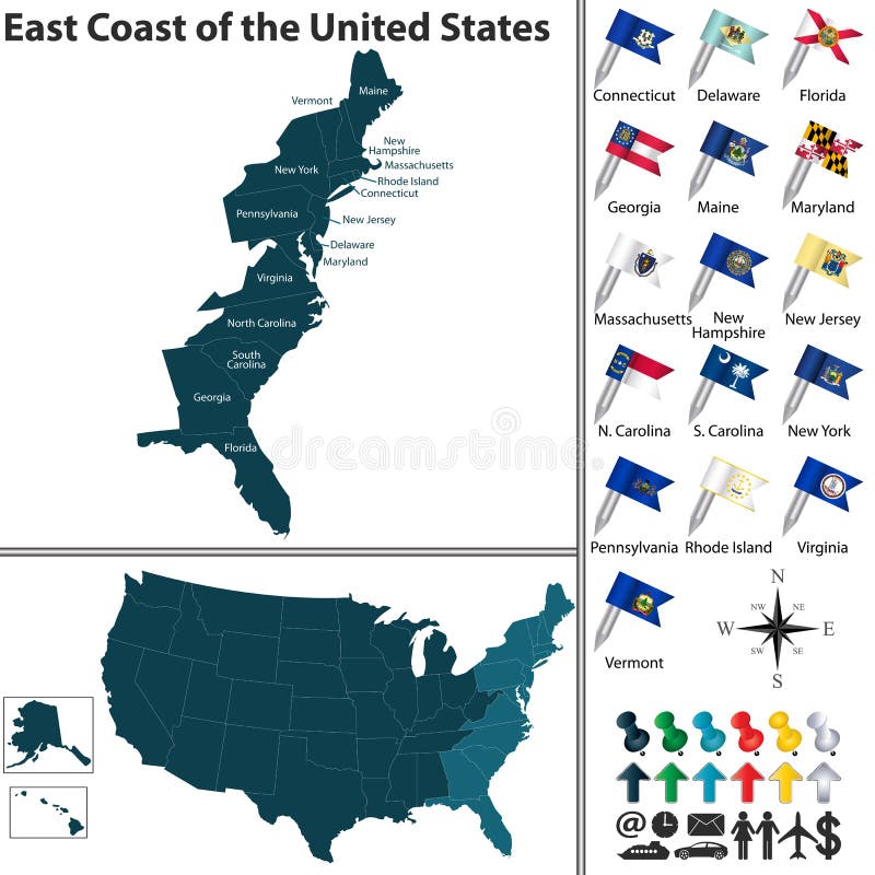 Costa Este De Los Estados Unidos Ilustración del Vector - Ilustración ...