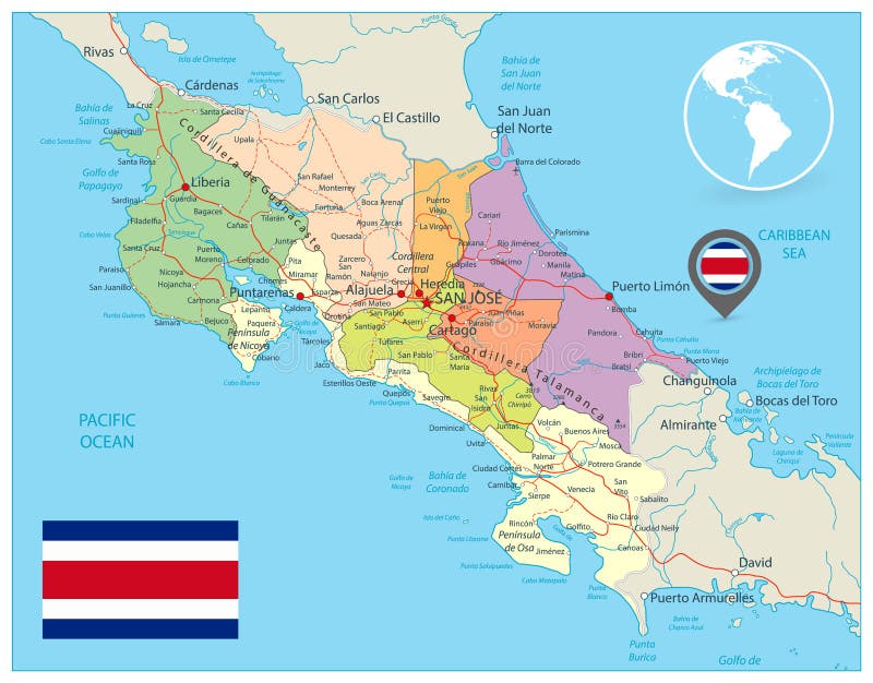 Costa Rica Administrative Map Ilustração do Vetor - Ilustração de ...