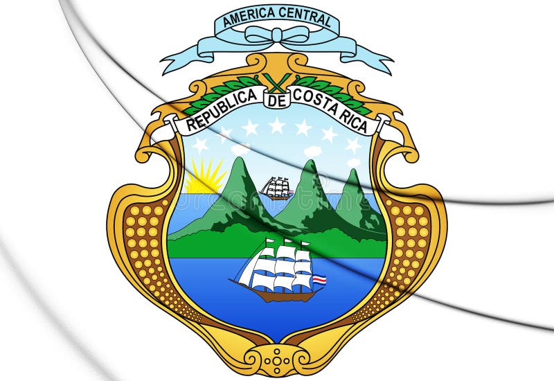 Costa Rica Flag With Coat Of Arms. Stock Illustration - Illustration of ...