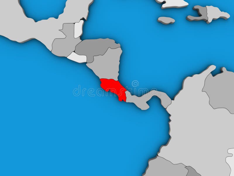 Costa Rica en el mapa 3D stock de ilustración. Ilustración de america ...