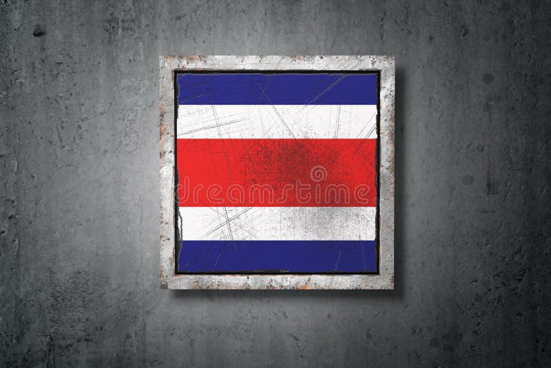 Costa Rica Flag in Concrete Wall Stock Illustration - Illustration of ...