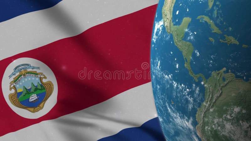 Costa Rica Flag and Costa Rica Map on Earth Globe 4K Stock Footage ...