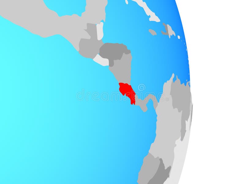 Map of Costa Rica on globe stock illustration. Illustration of ...