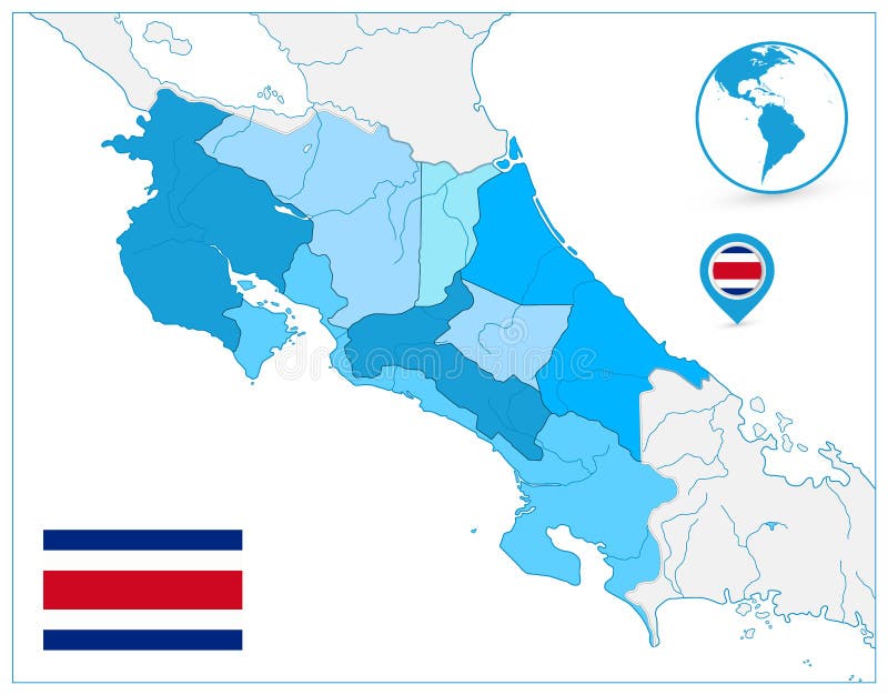 Costa Rica Map in Colors of Blue. No Text Stock Vector - Illustration ...