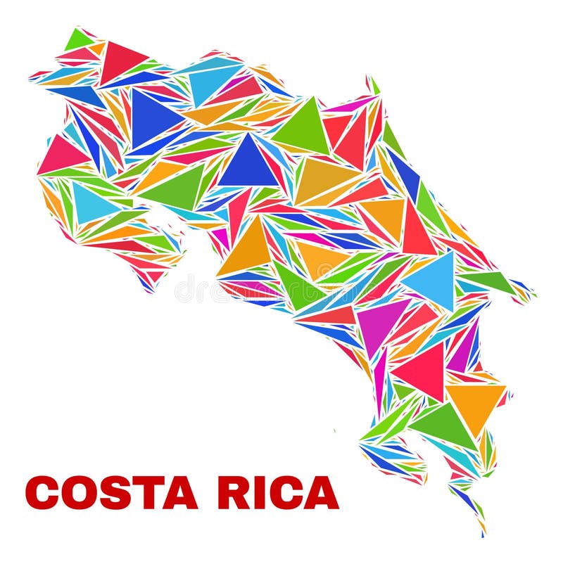 Costa Rica Map - Mosaic of Color Triangles Stock Vector - Illustration ...