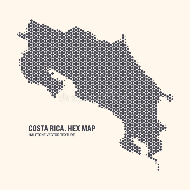 Costa Rica Map Vector Hexagonal Halftone Pattern Isolated on Light ...