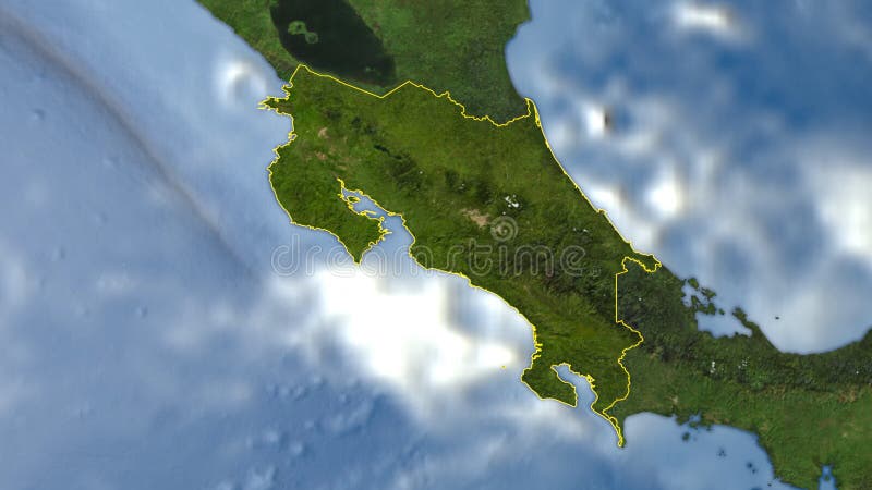 Costa Rica Outlined - Satellite Stock Illustration - Illustration of ...
