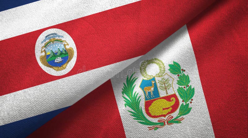 Costa Rica and Peru Two Flags Textile Cloth, Fabric Texture Stock ...