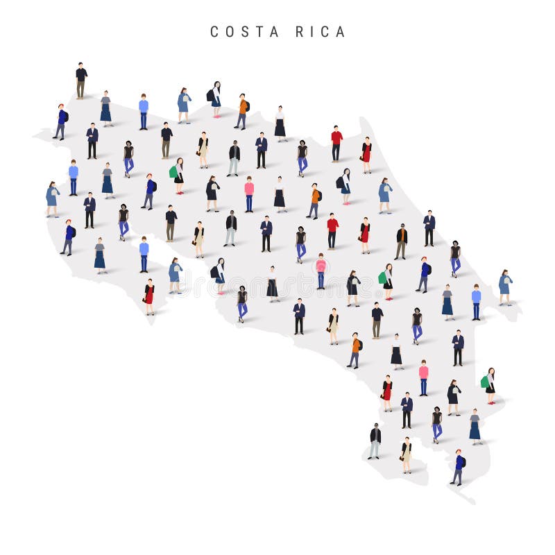 Costa Rica Population Map. Large Group of People in a Shape of Costa ...