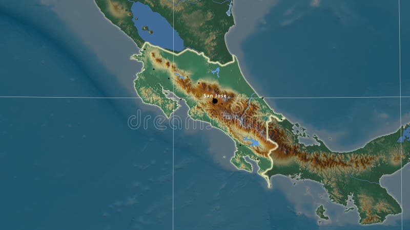 Costa Rica - Relief. Composition, Borders Stock Illustration ...