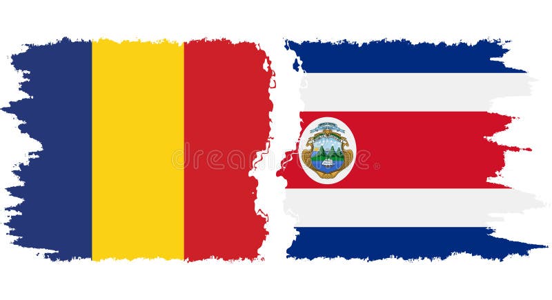 Costa Rica and Romania Grunge Flags Connection Vector Stock ...
