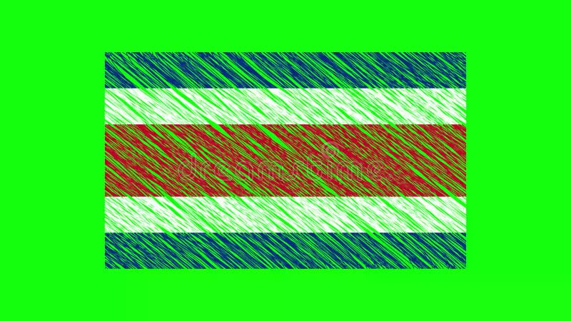 Costa Rica Scribble Animation on Green Screen Background. Looping ...