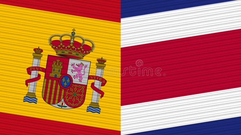 Costa Rica and Spain Flags Together Fabric Texture Illustration Stock ...