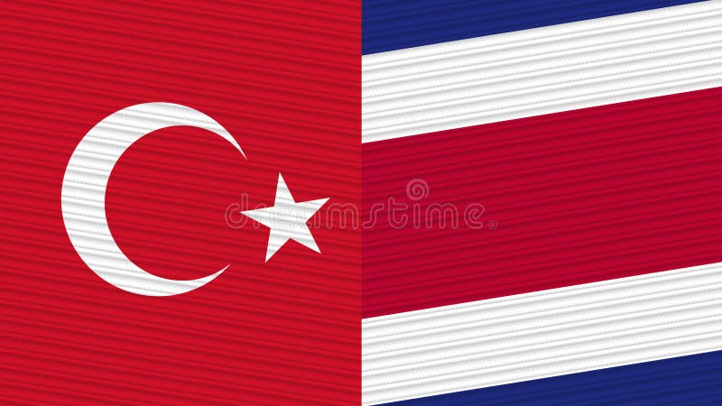 Costa Rica and Turkey Two Half Flags Together Stock Illustration ...