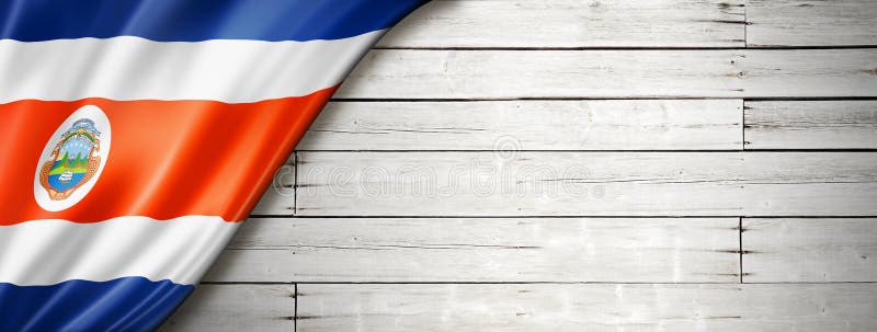 Costa Rican Flag on Old White Wall Banner Stock Illustration ...
