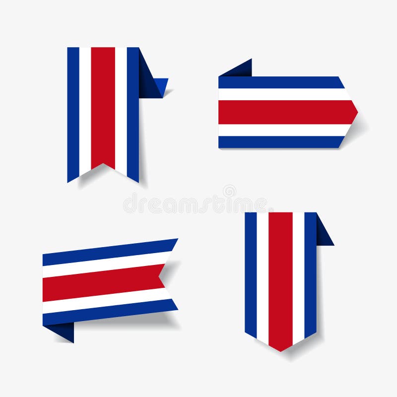 Costa Rican Flag Stickers and Labels. Vector Illustration. Stock Vector ...
