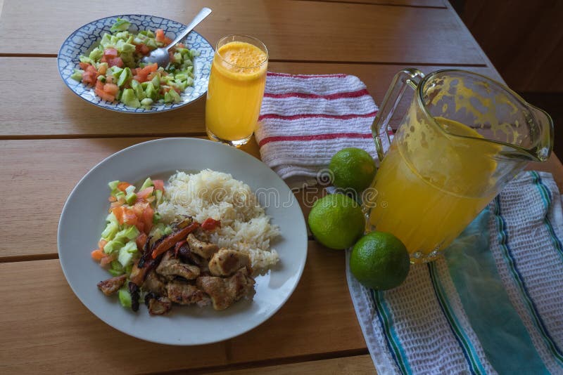 Costa Rican Traditional Silverware Called Casado on a Wooden Table in ...