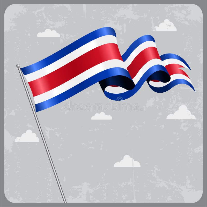 Costa Rican Wavy Flag. Vector Illustration. Stock Vector - Illustration ...