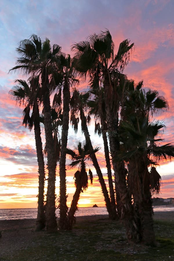 Costa Tropical Sunset at Almunecar Stock Photo - Image of blue ...
