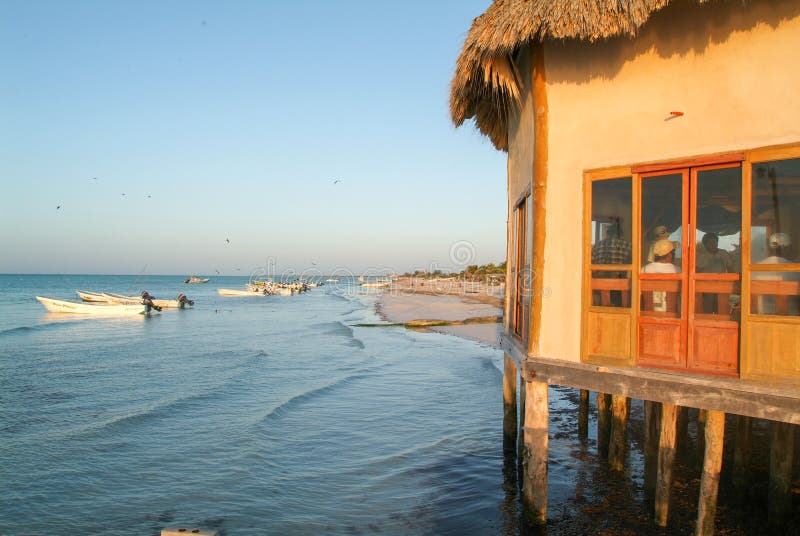 Costeggi Con La Spiaggia Dell'isola Di Holbox, Messico Fotografia Stock ...
