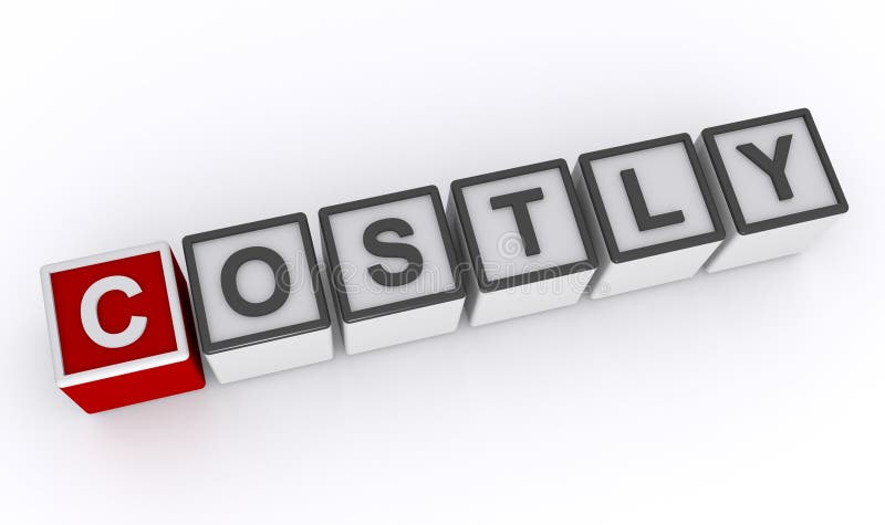 Costly word block on white stock image. Image of pricy - 330617803