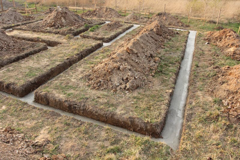 Fondamento Concreto Per Una Nuova Casa Fotografia Stock - Immagine di ...