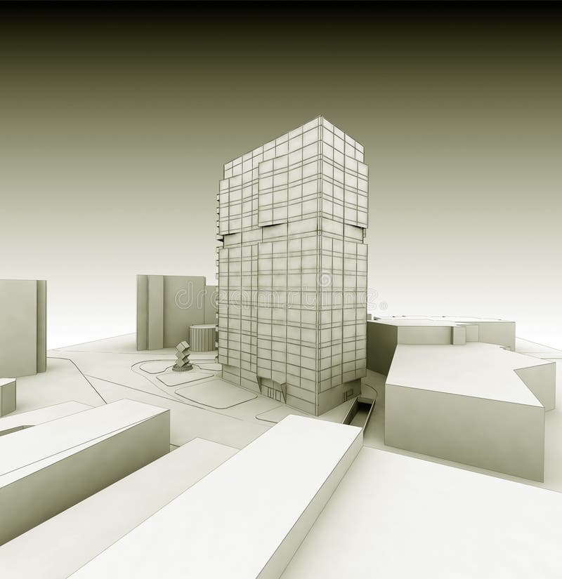 Edificio Aziendale Wireframe Illustrazione di Stock - Illustrazione di sistemazione, finestre ...