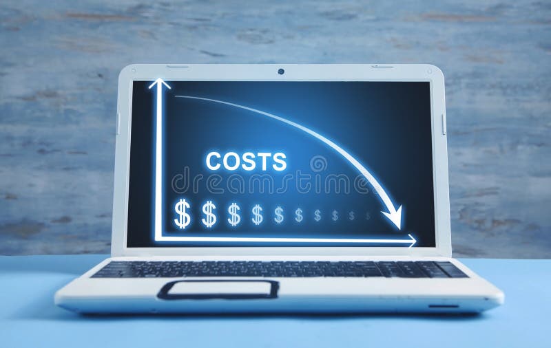 Costs Graph on Laptop Screen. Business Stock Photo - Image of decrease ...
