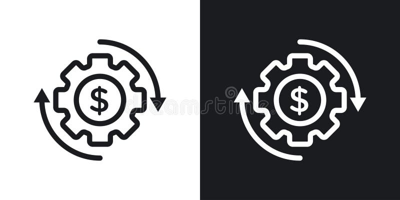 Costs Optimization Icon Set. Effective Dollar and Saving Vector Symbol ...