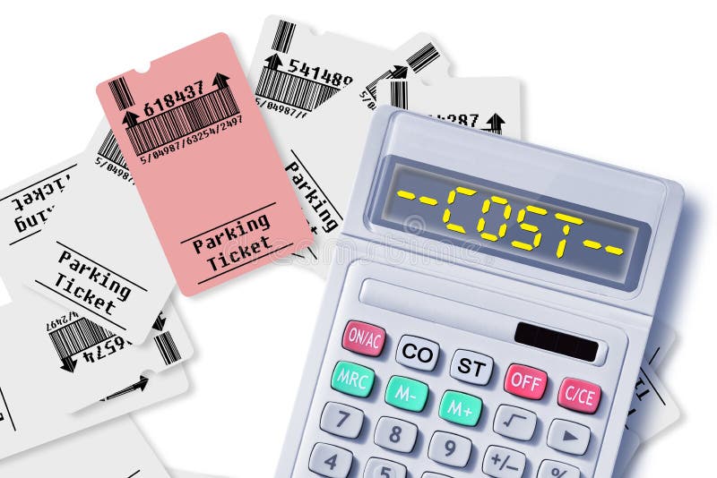 Costs about Ticket for Parking Area - Concept with Calculator and COST ...