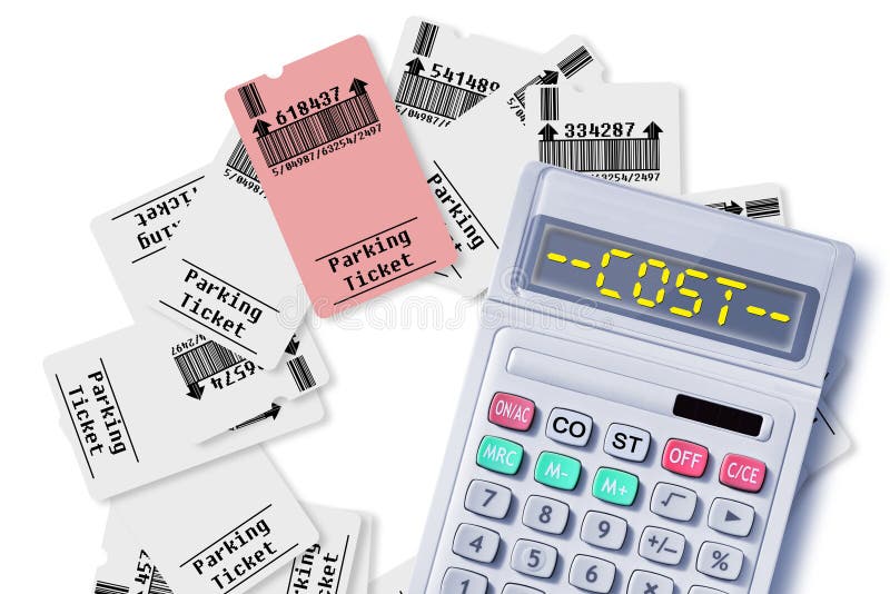 Costs about Ticket for Parking Area - Concept with Calculator and COST ...