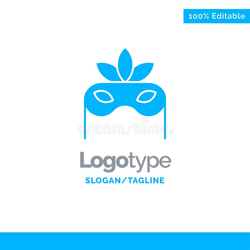 Costume, Mask, Masquerade Blue Solid Logo Template. Place for Tagline ...