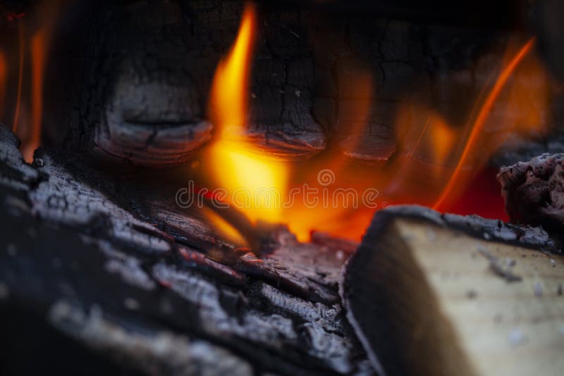 Cosy Campfire Burning Merrily Stock Photo - Image of black, fireplace ...