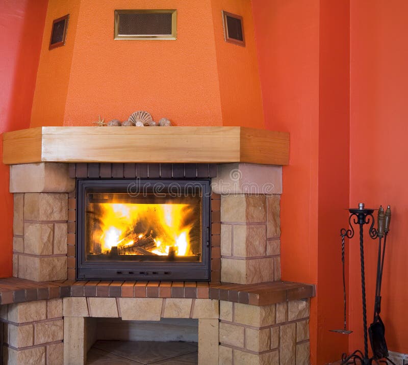 Cosy fireplace stock photo. Image of fuel, colorful, home - 2169050