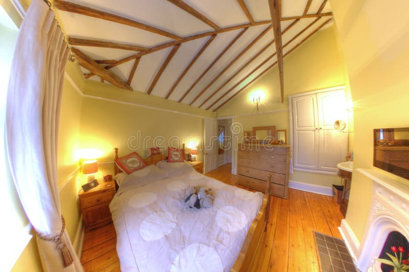 Cosy Old Cottage Interior Bedroom Stock Image - Image of interior ...