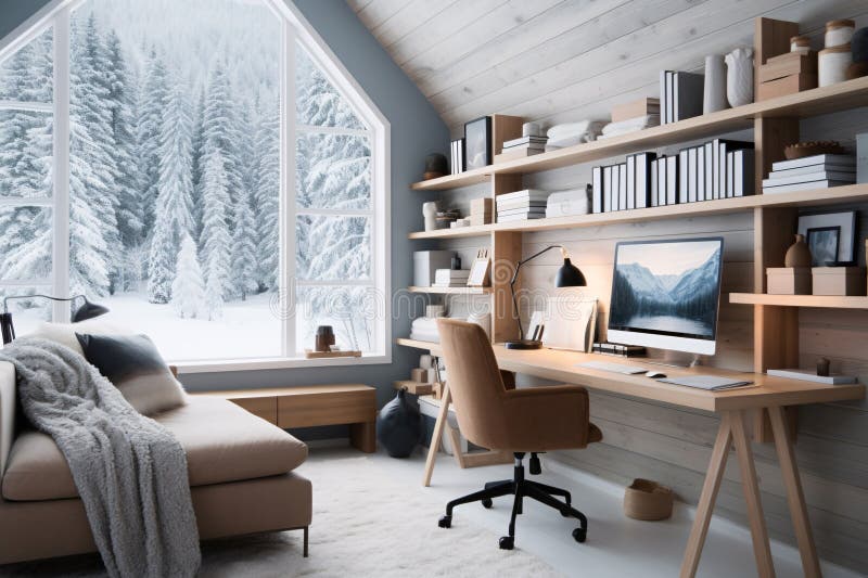 Cosy and Stylish Modern Home Office Interior Design, Office Workspace ...