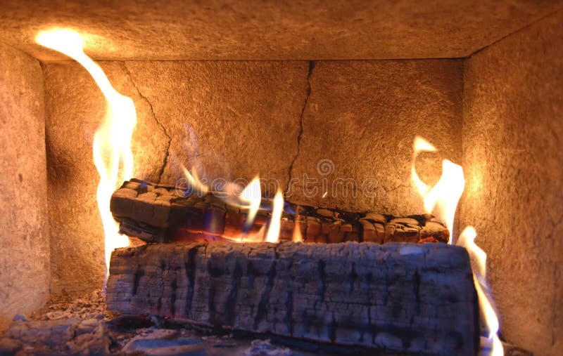 Cosy Wood Burning Stove Real Fire Stock Image - Image of stoven, flame ...