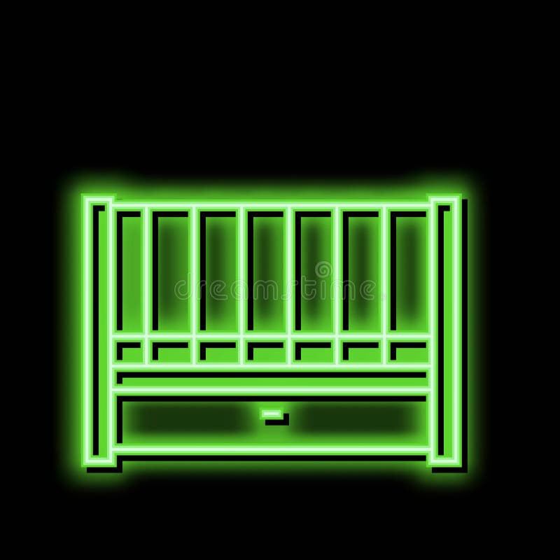 Cot Baby Neon Glow Icon Illustration Stock Vector - Illustration of ...