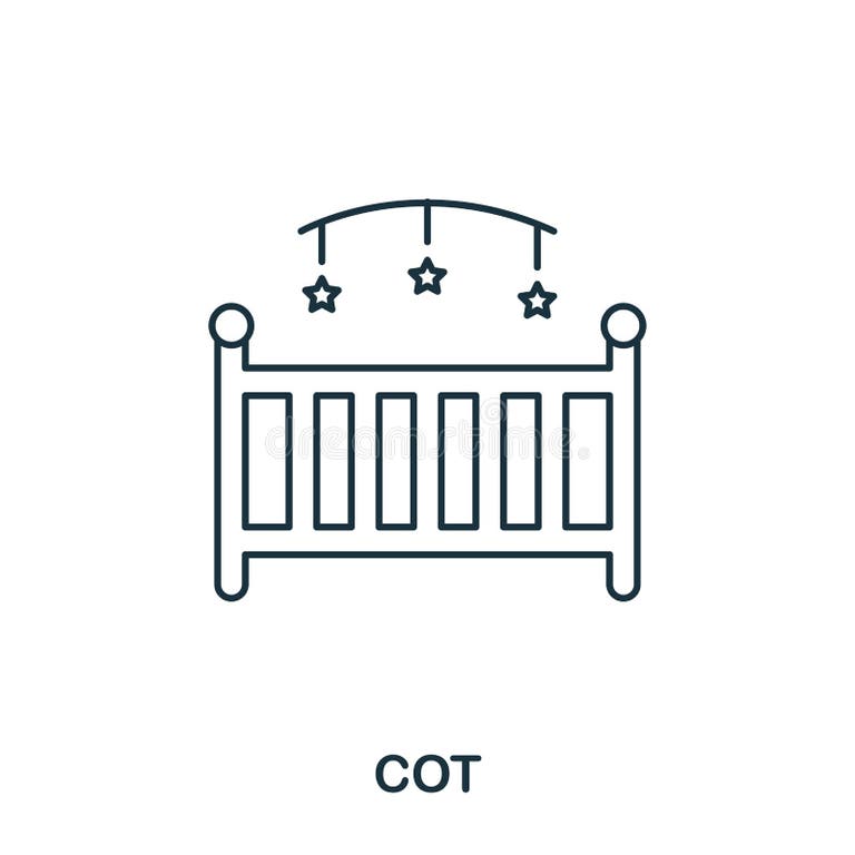 Cot Icon Outline Style. Creative Thin Design from Baby Things Icon ...