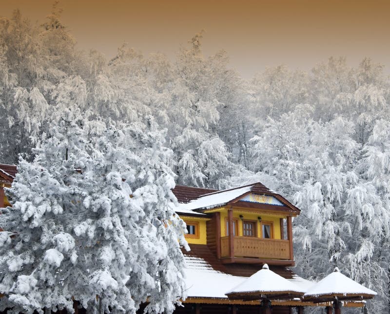 Cotage in the winter stock photo. Image of small, house - 17468792