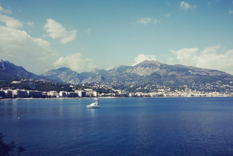 Cote D Azur Roquebrune Cap Martin Stock Image - Image of boats, azur ...