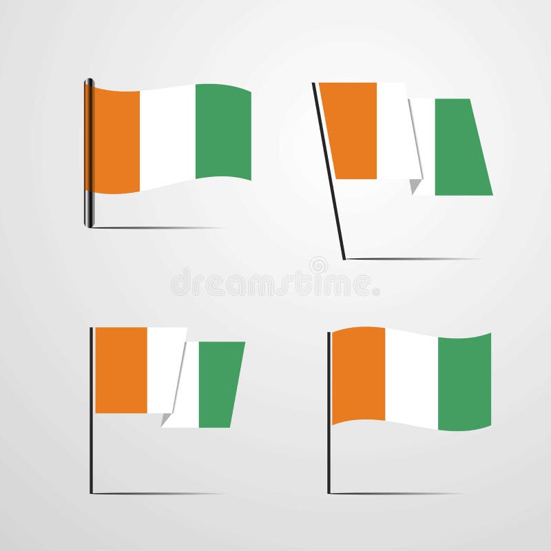 Cote D Ivoire Ivory Coast Waving Flag Design Vector Background Stock