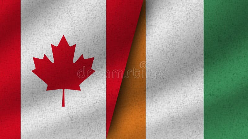 Cote D Lvoire and Canada Realistic Two Flags Together Stock ...